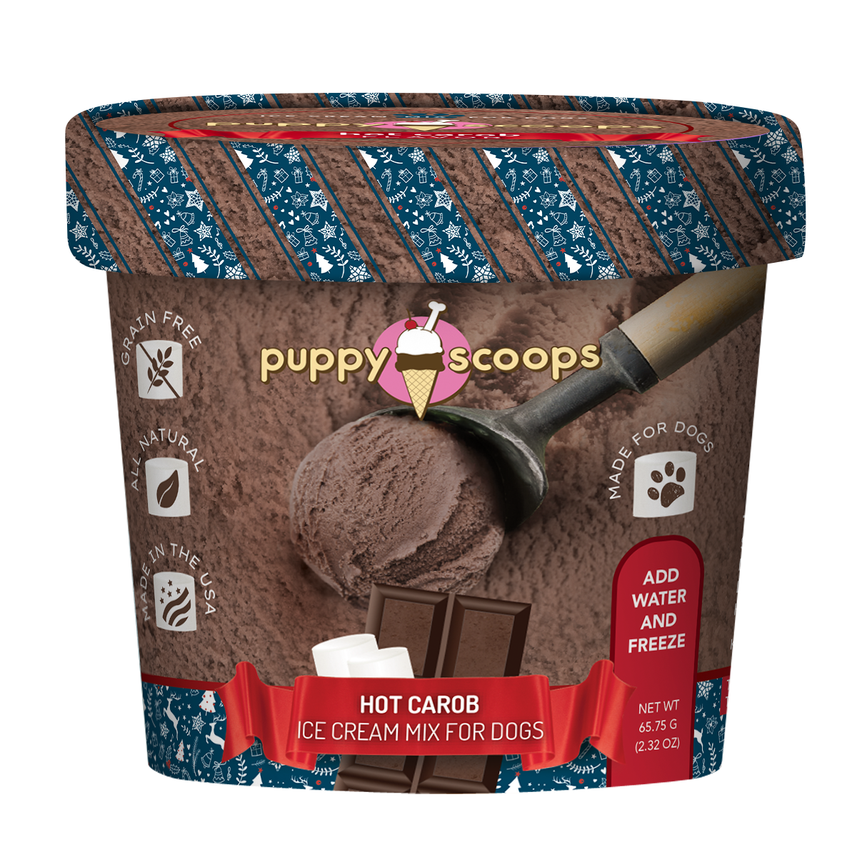 Puppy Scoops Ice Cream Mix - Christmas Hot Carob, Cup Size, 2.32 oz