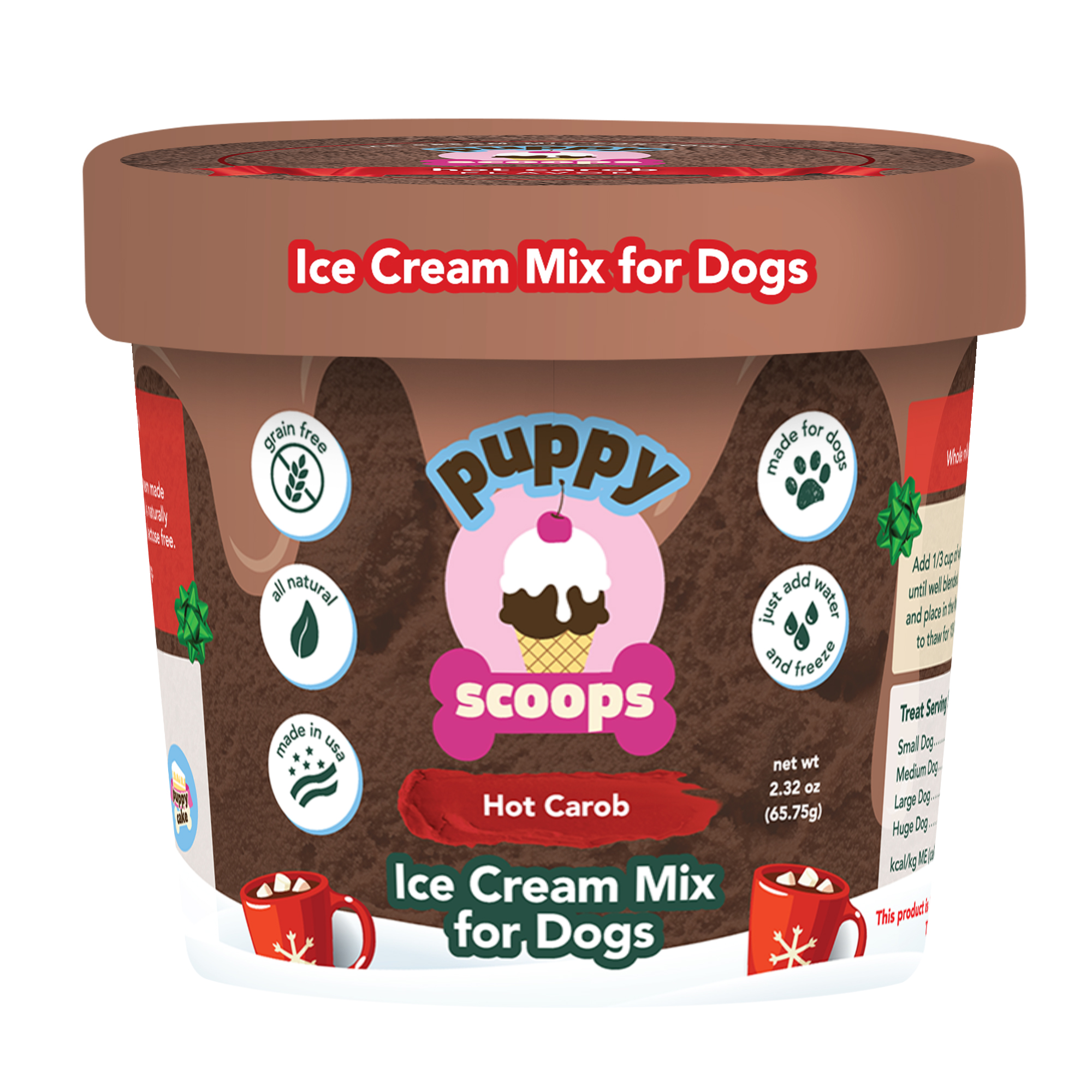 Puppy Scoops Ice Cream Mix - Christmas Hot Carob, Cup Size, 2.32 oz