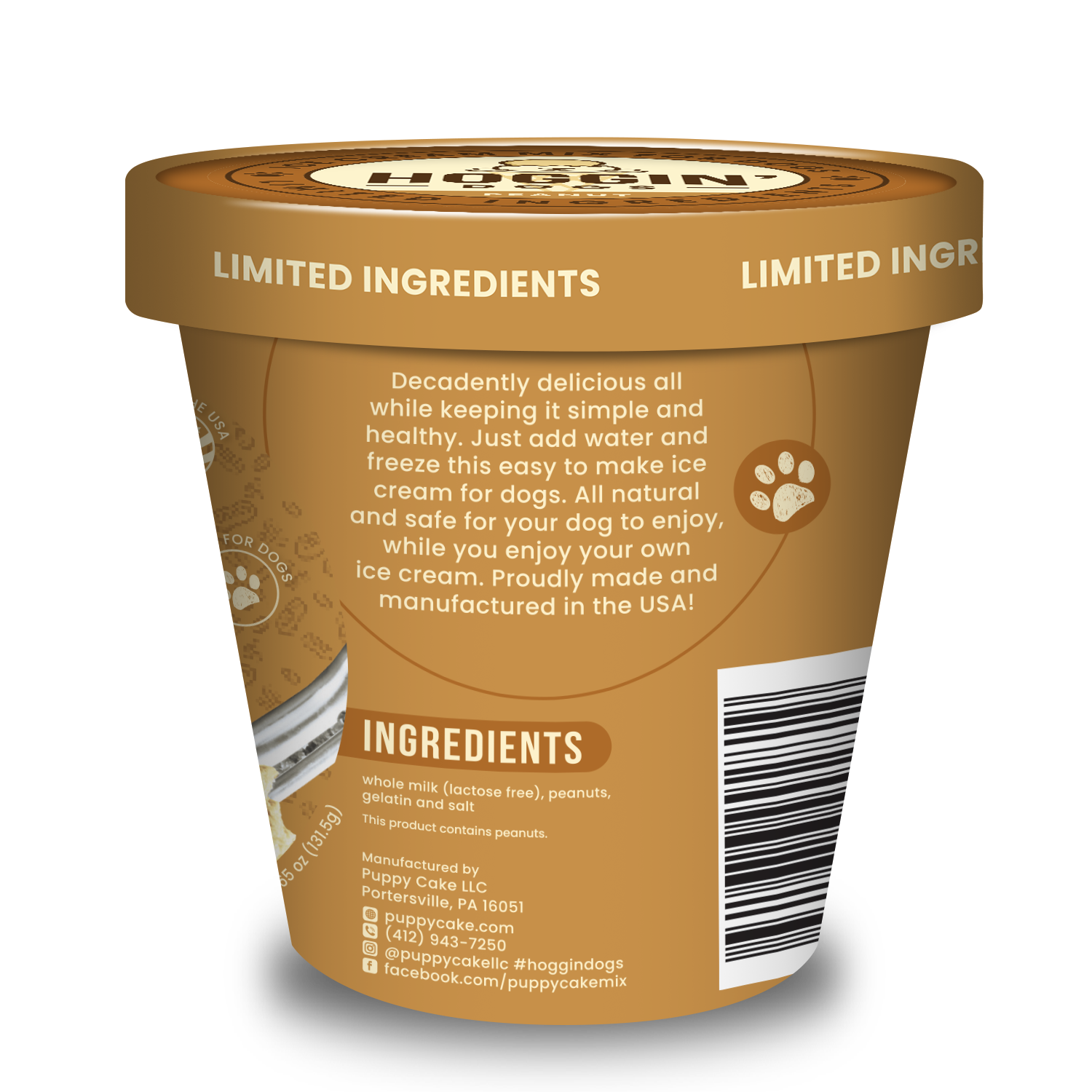 Puppy Cake - Hoggin' Dogs Ice Cream Mix - Peanut, Pint Size, 4.65 oz #HDPB